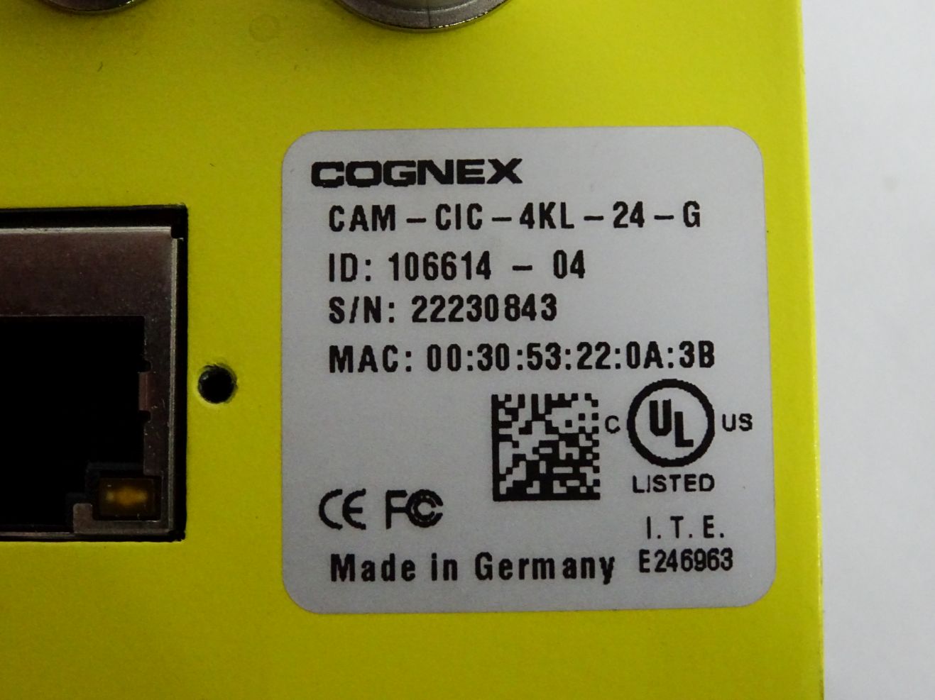 Cognex 4K line scan camera CAM-CIC-4KL-24-G 106614-04 | Maranos.de