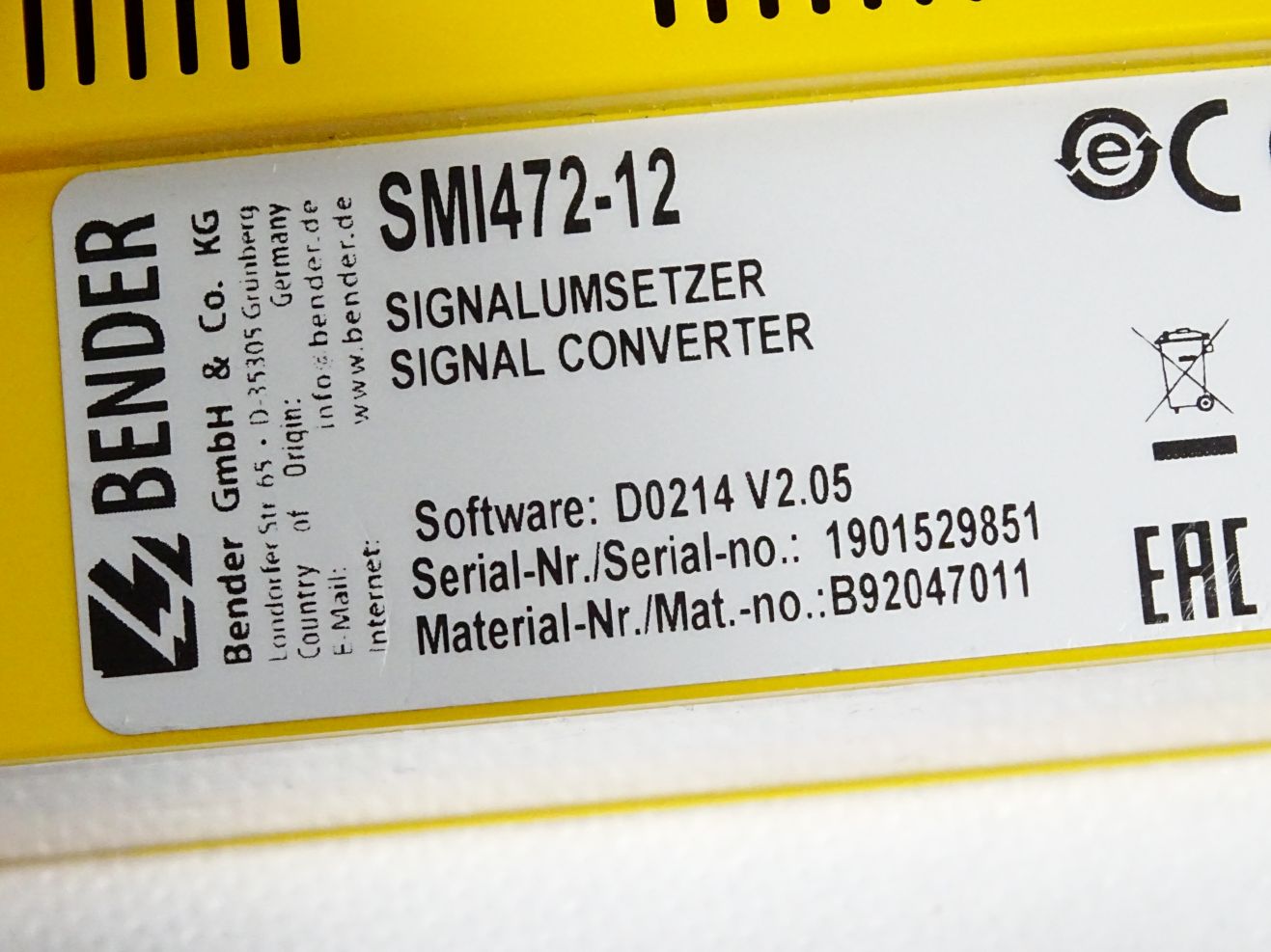 Bender Signalumsetzer SMI472-12 B92047011 | Maranos.de